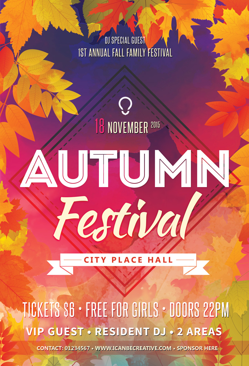 Free PSD Flyer Templates For Autumn elebration Party Icanbecreative
